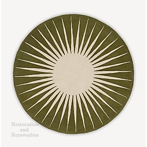 Restoration and Renovation Modern Round Area Rug – Hand-Tufted with 100% NZ Wool, Thick & Soft Circular Carpet for Living Room, Bedroom & Dining Room Decor (4' Round, Moss Green)