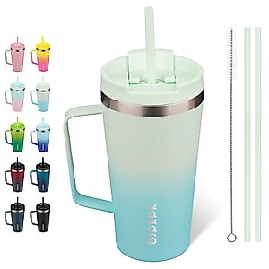 BJPKPK Insulated Tumbler with Handle, 18oz Insulated Tumblers with Lid and Straw, Stainless Steel Metal Water Bottles, Coffee Travel Mugs, Cups, Mint