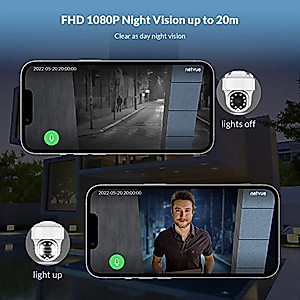 NETVUE Outdoor Security Surveillance Camera- 2.4G WiFi 360° View Pan Tilt Camera, Compatible with Alexa, Two-Way Audio, Color Night Vision, Floodlights, Digital Zoom Camera & Smart Motion Detection