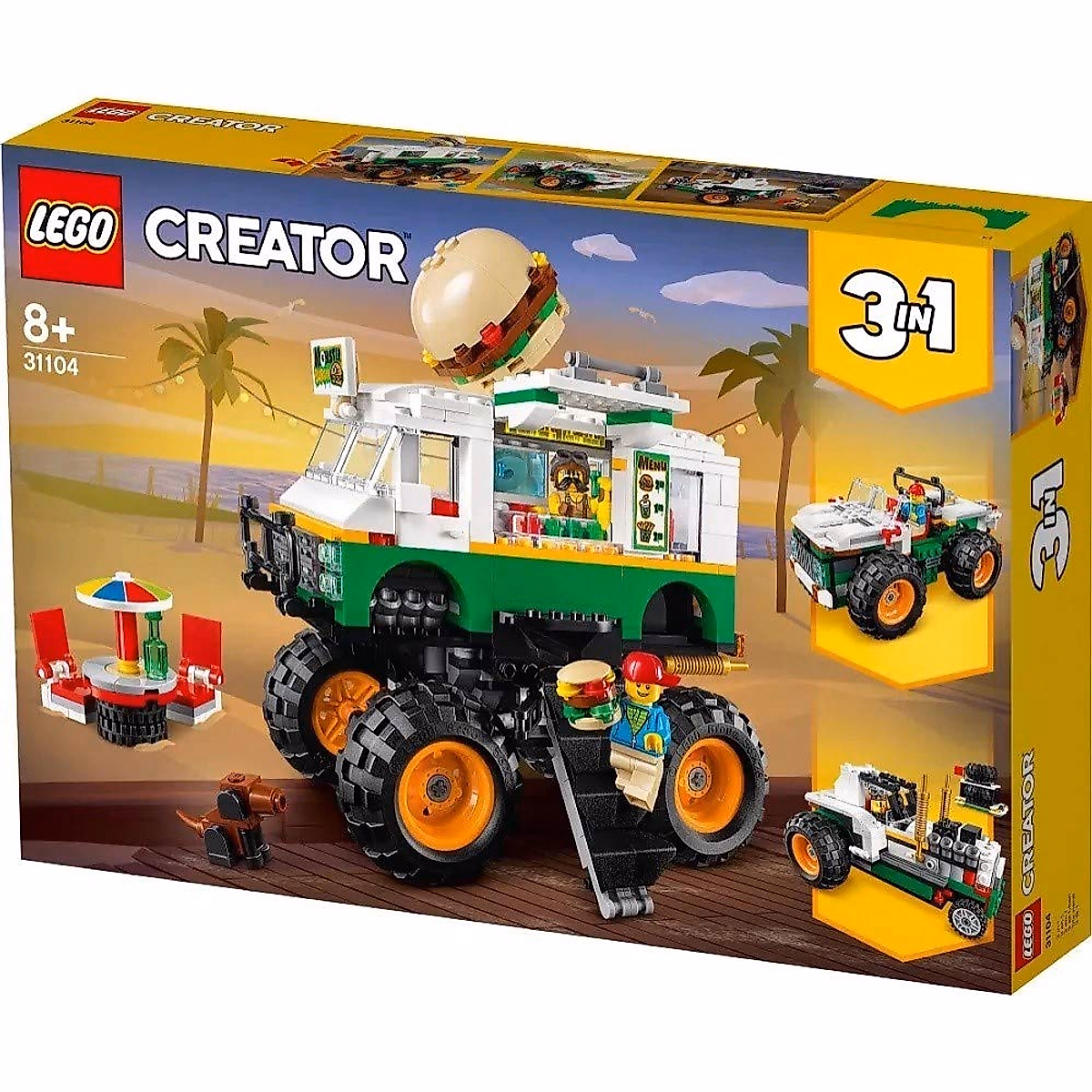 LEGO Creator 3in1 Monster Burger Truck 31104 Building Kit, Cool Buildable Toy for Kids (499 Pieces)