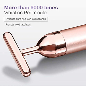 Horolas Beauty Bar 24k Golden Pulse Facial Massager, GOODYBUY T-Shape Electric Sign Face Massage Tools for Sensitive Skin Face Pull Tight Firming Lift