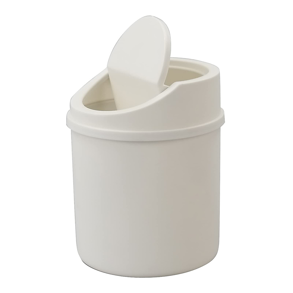 Lesbin 0.5 Gallon Plastic Tiny Trash Can with Swing Lid, Mini Desktop Waste Can, White