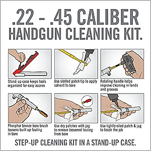 Real Avid PRO Handgun Cleaning Kit | Premium Pistol Cleaning Kit with Brass Cleaning Rod, Bore Brushes, Gun Cleaning Jags & Gun Cleaning Patches | For .22 .357 9MM .38 .40 .44 & .45 Caliber Handguns