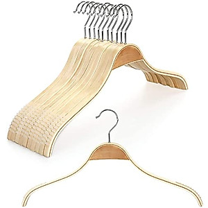 Koobay Premium Hanger 17" Natural Eco Wood Hangers for Closet, with Extra Soft Non Slip Rubber Grips Saving Space Hangers for Coat Clothes Camisole,Closet Organizer 30 Pack