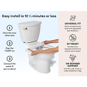 Tushy Spa Warm Water Bidet Attachment. Universal Toilet Fit, Easy DIY Install (Requires Sink Access for Temperature Control) Self Cleaning Sprayer, Adjustable Pressure & Angle Control, (Platinum Knob)