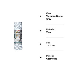 Con-Tact Brand Grip Prints Non-Adhesive Non-Slip Counter Top, Drawer/Shelf Liner, 12" x 20', Talisman Glacier Gray