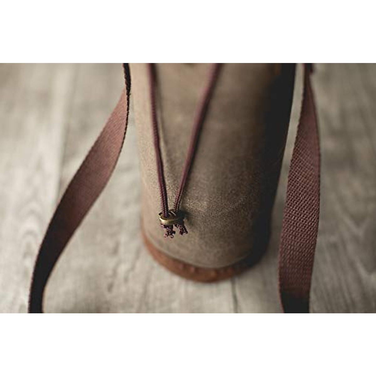 LEGACY - a Picnic Time brand Waxed Canvas Wine Tote, Insulated Growler and Bottle Carrier, (Khaki Green)