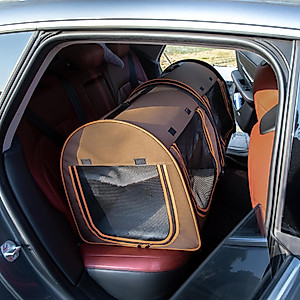 Pawhut 39” Soft-Sided Portable Dual Compartment Pet Carrier - Brown