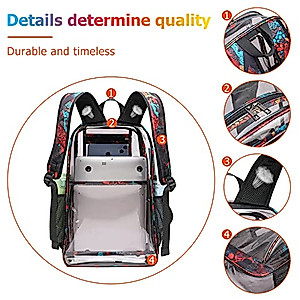 AUOBAG Clear Backpack Heavy Duty Large Transparent Backpacks PVC Clear Book Bag Stadium Approved Complimentary DIY Stickers (Black)