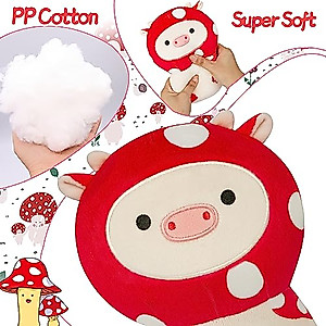 Bekrgwiy Mushroom Plush, 8in Mushroom Cow Stuffed Animals, Cute Mushroom Plush Toys, Kawaii Mushroom Cow Pillow Plushies,Mushroom Plush Doll for Kids