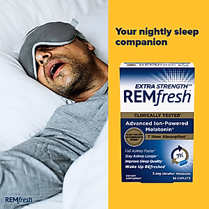 REMfresh Extra Strength 5mg Melatonin Sleep Aid Supplement (36 Caplet) | Sleep Supports Immune Function | #1 Doctor Recommended | Pharmaceutical-Grade, Ultrapure Melatonin