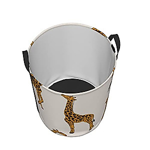 Laundry Basket,Giraffe African Animal Nursery,Large Canvas Fabric Lightweight Storage Basket/Toy Organizer/Dirty Clothes Collapsible Waterproof For College Dorms-Large