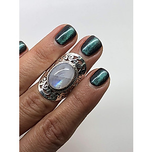Koral Jewelry Moonstone Tribal Vintage Lace Ring 925 Sterling Silver Gipsy Boho Chic (7)