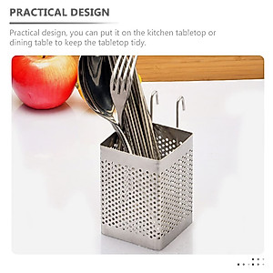 CALLARON 2Pcs Kitchen Utensils Holder Silverware Drying Rack Stainless Steel Chopstick Holder Forks Spoons Flatware Caddie Basket Organizer Drainer with Hook