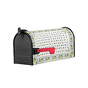 BOSIJOY Mailbox Covers Pastoral Lemon Green Leaf Mailbox Cover Magnetic Standard Size,Farm Floral Blue Vintage Tiles Mailbox Wraps Post Box Cover for Outdoor Garden Yard Patio Decor Mailbox Decals