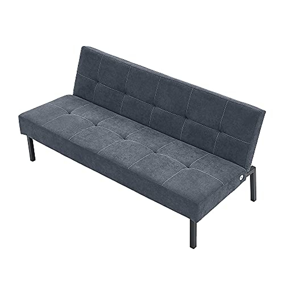 Panana Linen Upholstered Modern Convertible Folding Futon Sofa Bed for Compact Living Space, Apartment, Dorm, Bonus Room with Metal Legs, (Grey Without Drinks Holder)