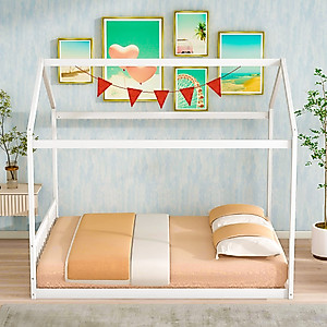 Merax Queen Size Wooden House Bed with Headboard