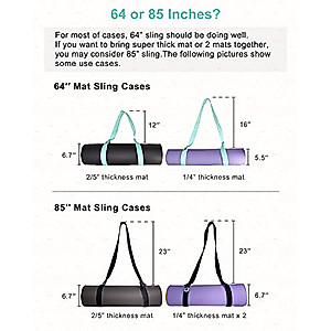 Tumaz Yoga Mat Strap [MAT NOT Included] (2 Sizes) with Extra Thick & Comfy Delicate Texture, Adjustable Yoga Mat Carrier