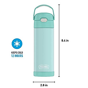 THERMOS FUNTAINER 16 Ounce Stainless Steel Vacuum Insulated Bottle with Wide Spout Lid, Mint