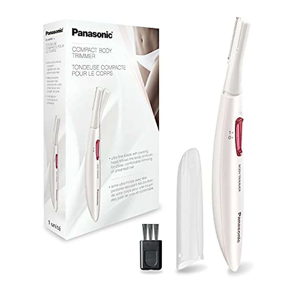 Panasonic Full Body Hair Removal for Women, Portable Sleek Design, Gentle for Bikini, Underarm, Legs Areas, Pink, 1 Count (Pack of 1)