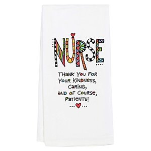Enesco Our Name is Mud Cuppadoodle Nurse Embroidered Dish Cloth Tea Towel, 26.5 Inch, Multicolor