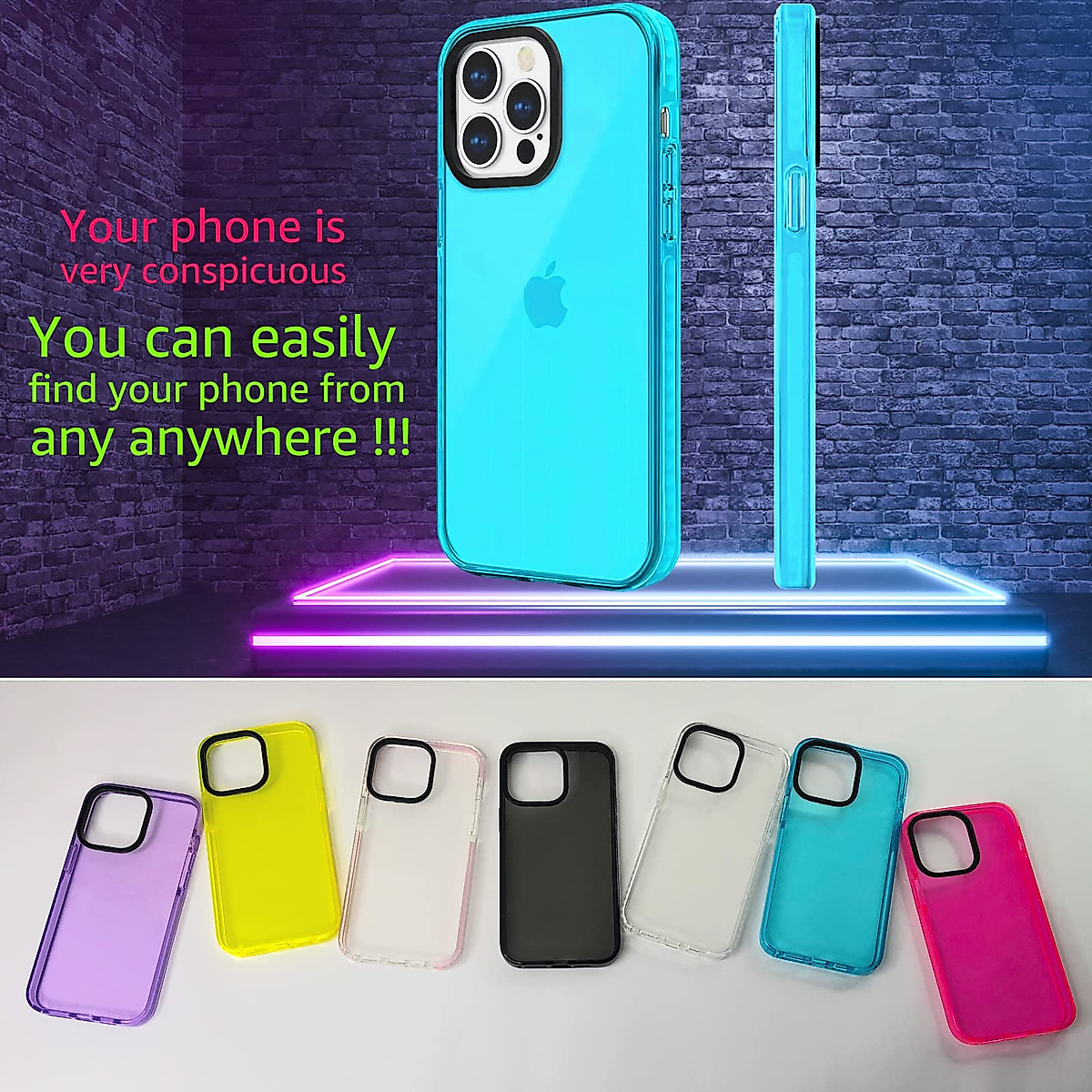 Neon Clear Case for iPhone 14 Pro Max, Cute Retro Vibrant Design Phone Cases for Women Accessories,Camera Protector Cover Soft Silicone Protective