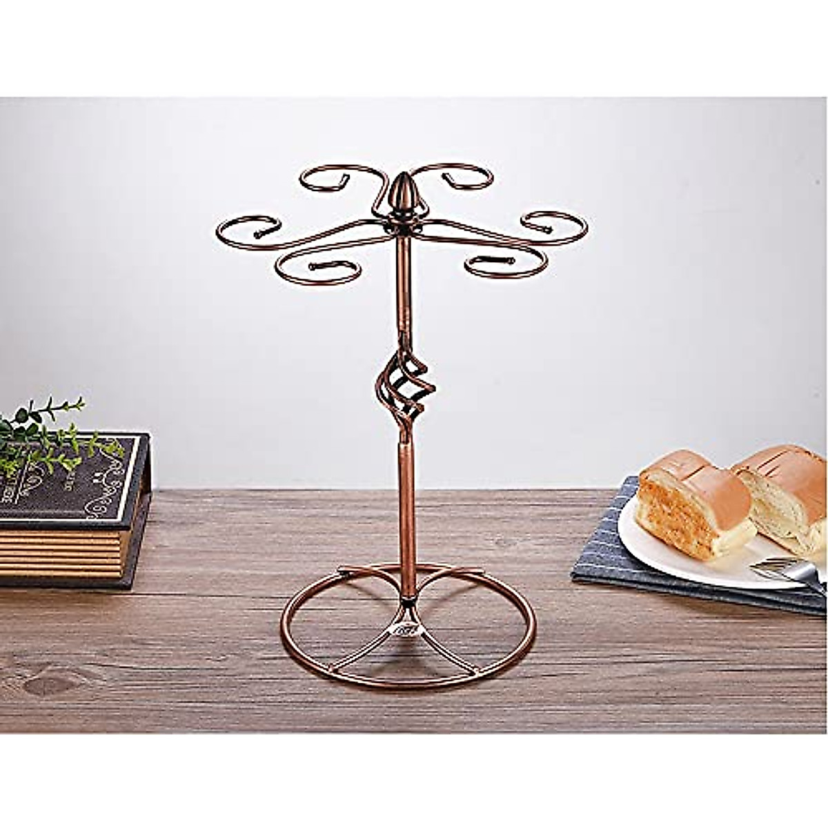 Fadak New Wine Holder 6 Cup Holder Lower Cabinet Hanging Goblet Holder - Undrilled Brass Champagne Gold Matte Stainless Steel (L)