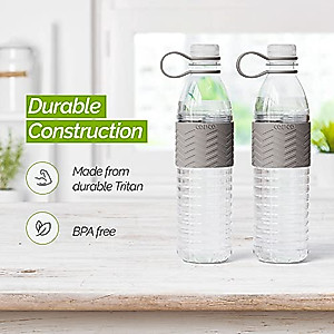 Copco Hydra Chevron Reusable Water Bottles | Clear Water Bottles for School, Gym, Travel, & More | BPA Free Tritan Plastic Water Bottles | Travel Water Bottle - Set of 2, 20 Oz