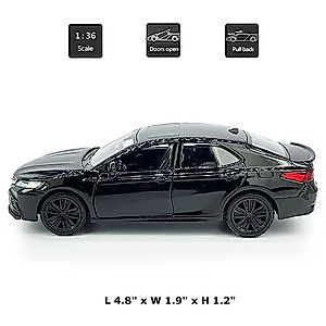 Camry XSE 2022 Model Car 1/36 Scale Diecast Toy Cars Metal Alloy Children’s Die-cast Vehicles, Pull Back Doors Open, Black Rim, Collection for Men, Kids Toys for Boys Gifts, Black