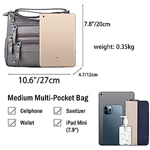 ELDA 10 Pockets Crossbody Purses for Women Medium Pocketbooks Lightweight Ladies Satchel Bag Multi Pocket Shoulder Handbag