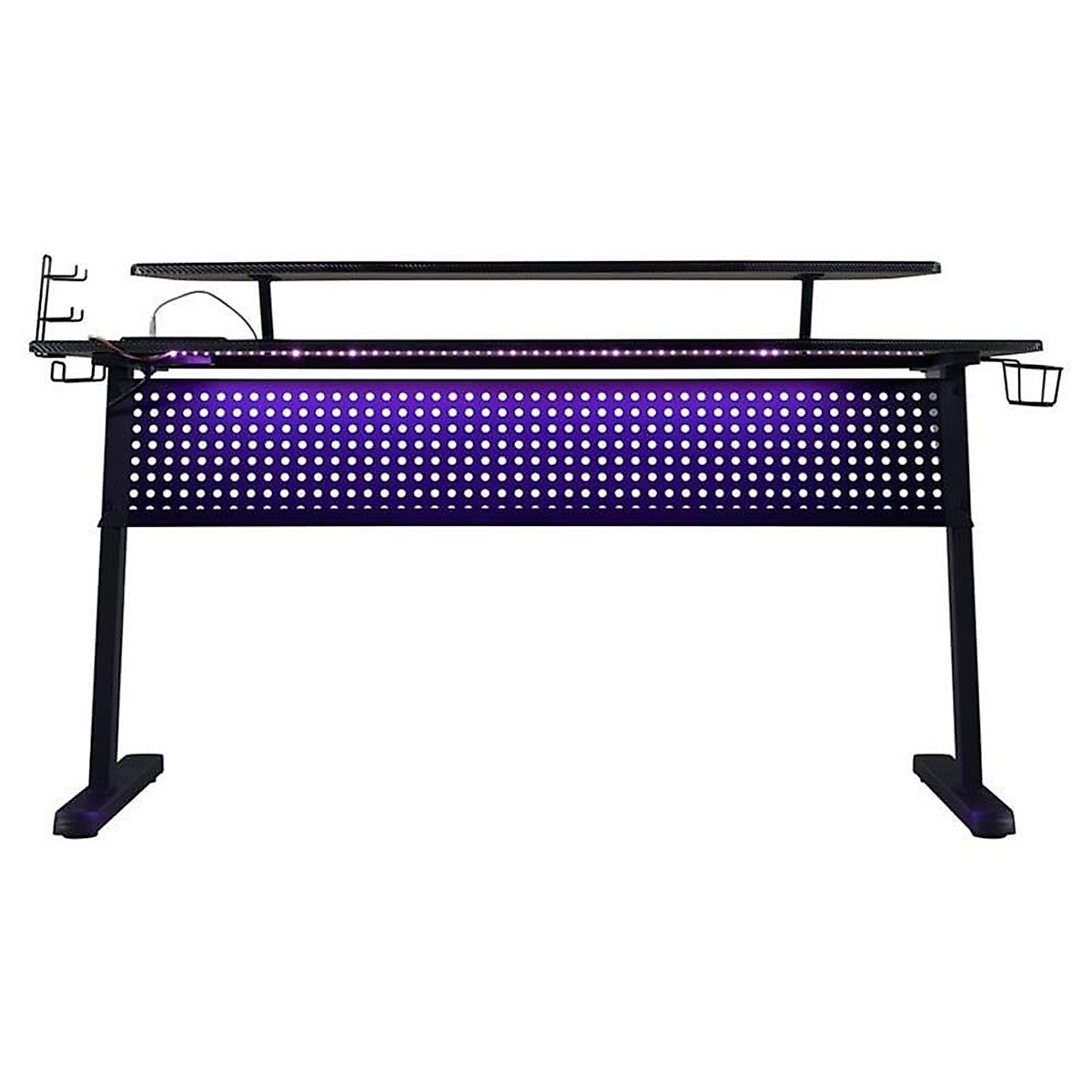 Acme Vildre Metal Frame Gaming Table with USB Port and LED Light in Black