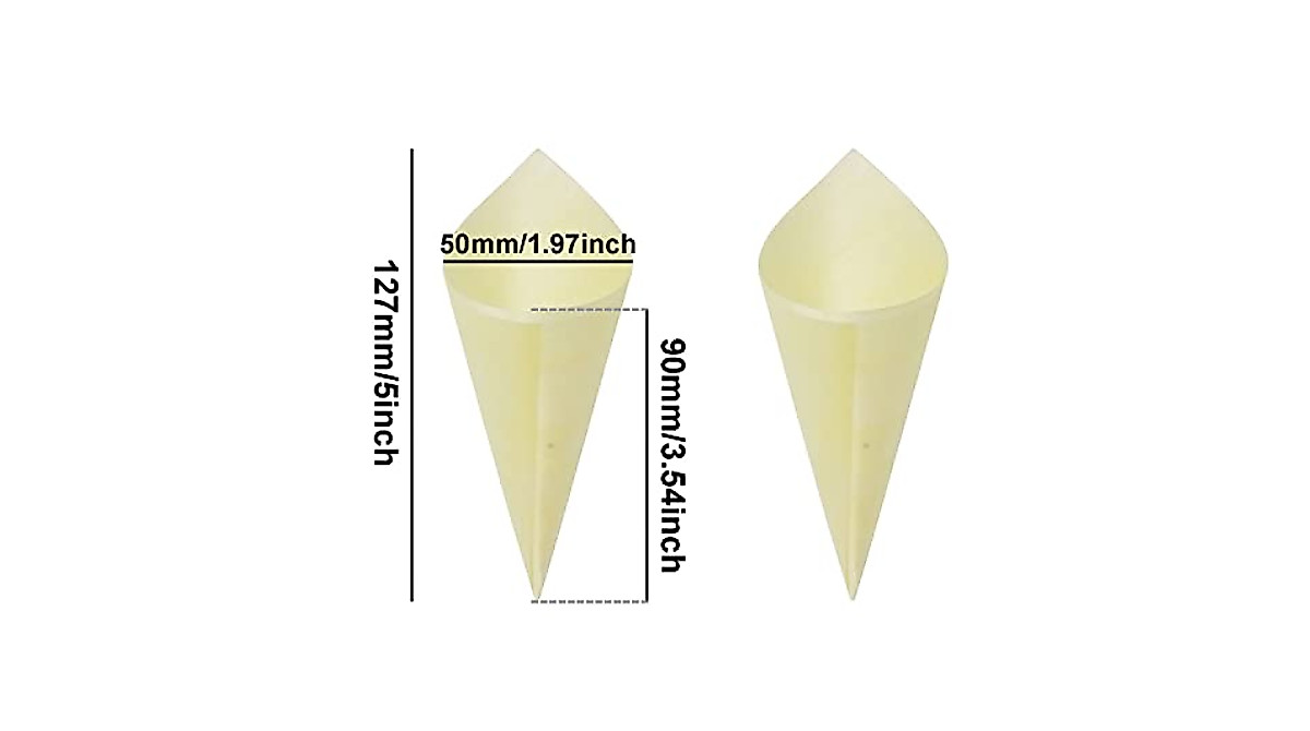 HONBAY Wooden Food Cones - 50 Pack for Elegant Serving & Events