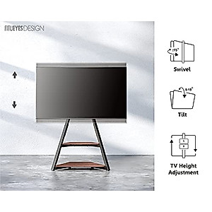 FITUEYES Design Corner TV Stand for 32 37 43 55 65 Inch TV, TV Cart Floor Stand with Mount for LCD/LED Flat Curved Screens, Modern Floor TV Stand with Wooden Storage Shelves, Eiffel Series