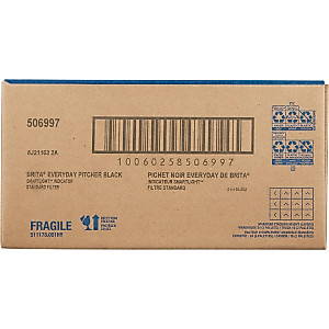 Brita Large Water Filter Pitcher for Tap and Drinking Water with SmartLight Filter Change Indicator + 1 Standard Filter, Lasts 2 Months, 10-Cup Capacity, Black