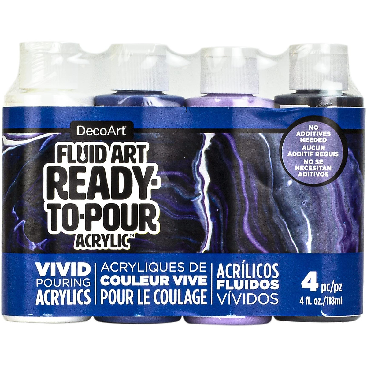 DecoArt FluidArt Paint Pouring Value Pack 4/Pkg-Galactic, Assorted