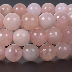 Justinstones Natural Peach Morganite Gemstone 8mm Round Beads Stretch Bracelet 7 Inch Unisex