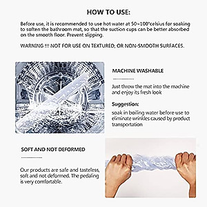 XIYUNTE Square Shower Mat Non Slip - 21 x 21inch Square Bath Shower Tub Mat, Square Rubber Bath Mats for Shower, Non Slip Bathtub Mats with Suction Cups & Drain Holes, Machine Washable, Clear