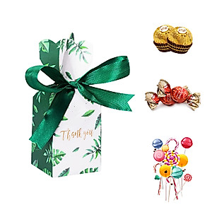 Bakbania 50 Pieces Candy Boxes Wedding Favor Boxes Grey Party Gift Boxes with Ribbons for Party Decoration