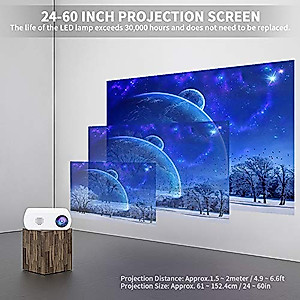 Jopwkuin Mini Projector 1920x1080 Resolution Portable Projector Home Theater Movie Projector with AV/USB/Micro Memory Card/HDMI Interface for Video Games, TV Series and Football Matches(US-Plug)