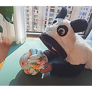 XIA ZHI Handmade Knot Ball Plush Pineapple Flowers Print Throw Pillow -Elegant Cozy Toy Gift Home Bedroom Couch Office Sofa Decoration 7.87 inch