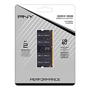 PNY Performance 8GB DDR4 DRAM 3200MHz (PC4-25600) CL22 (Compatible with 2933MHz, 2666MHz, 2400MHz or 2133MHz) 1.2V Notebook/Laptop (SODIMM) Computer Memory Kit – MN8GSD43200-TB