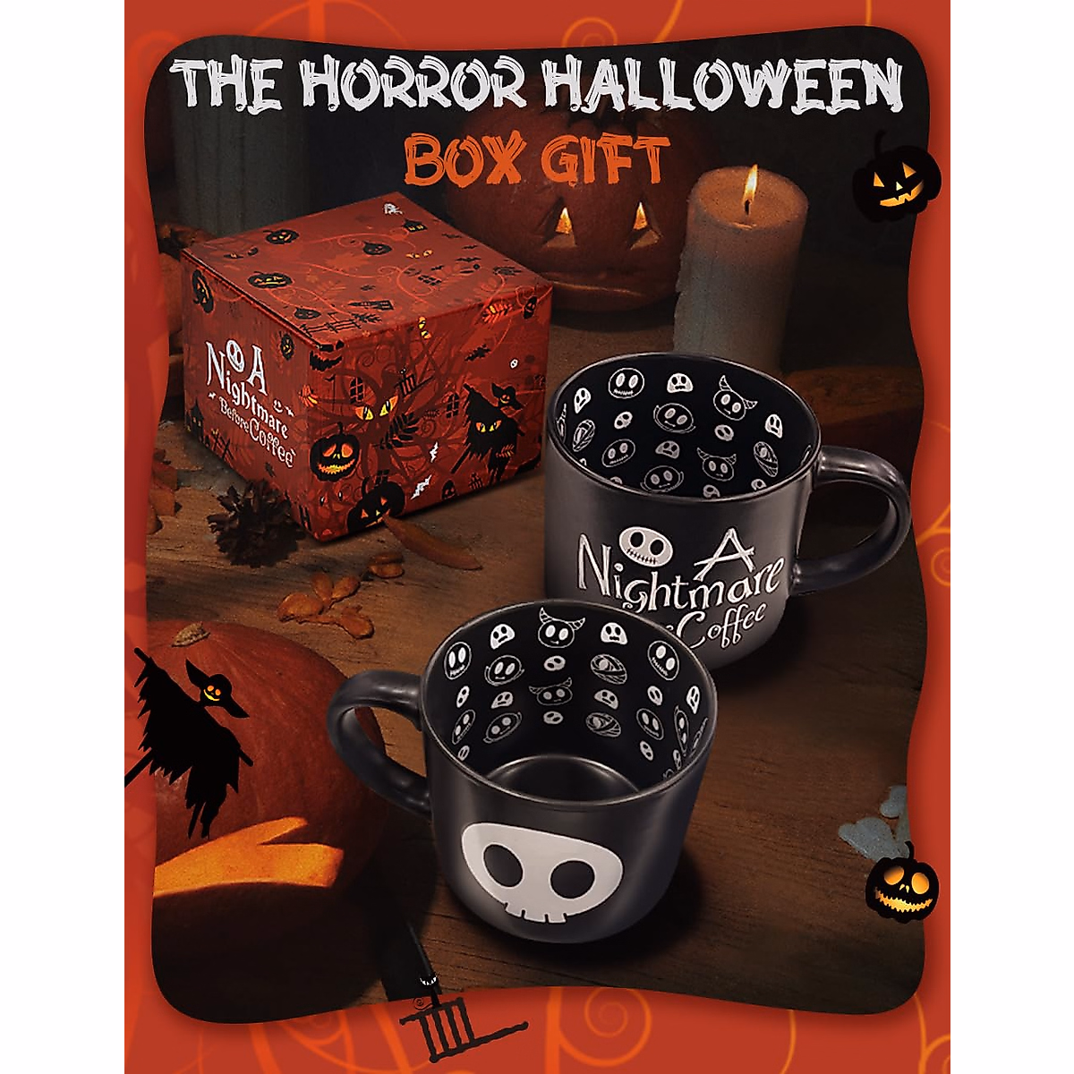 Cessfle Nightmare Before Christmas Gifts, Nightmare Before Christmas Mug, Jack Smile Face Skellington Christmas Coffee Mug 14oz, Christmas Gifts for Women Men