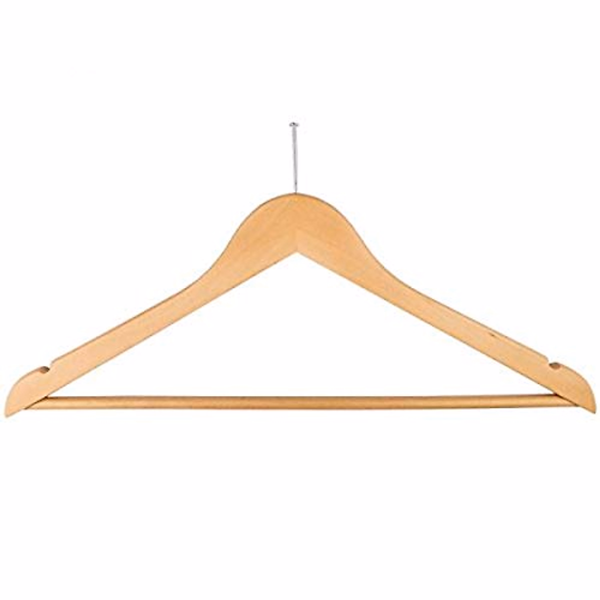 NAHANCO 60017BEC Wooden Suit Hanger, 17" Low Gloss Natural Finish with Ball Top Hook and Bright Chrome Hardware (Pack of 100)