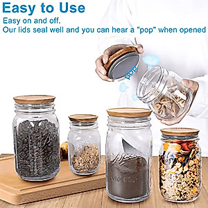 6 Pack Mason Jar Wooden Storage Lids, Reusable Canning Lids, Perfect for Wide Mouth Ball, Kerr, Weck Jars to Stack in Kitchen & Pantry, Food Grade Acacia Wood, BPA-Free, Leak Proof, Airtight