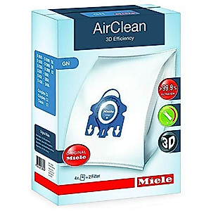 Miele GN AirClean 3D Efficiency Vacuum Cleaner Bags - 2 Boxes - Includes 8 Genuine Airclean GN Bags + 2 Genuine Super Air Clean Filter + 2 Genuine Pre-Motor Protection Filters