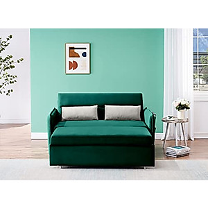 Upholstered 2 Seaters Futon Sofa Loveseat with Adjustable Backrest Convertible Sleeper Couch Bed for Small Space Apartment Office Living Room Furniture Sets