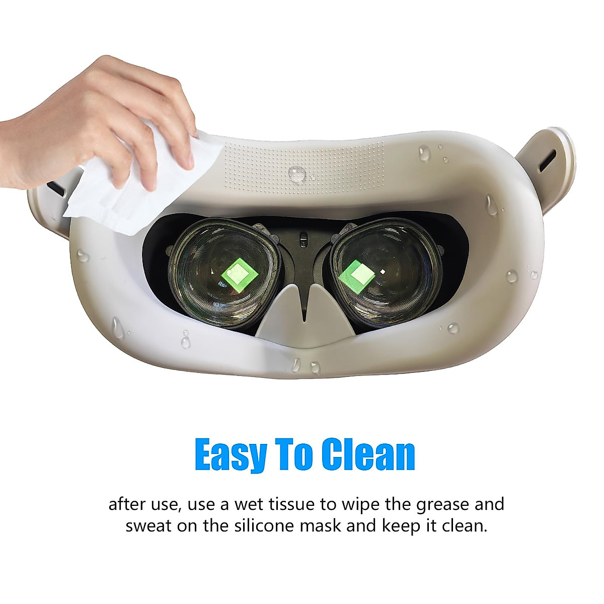 LEABBY 2Pcs VR Silicone Face Cover for Oculus Quest 2,Light-Thin VR Face Pads,Waterproof Anti-Dirty Replacement Facial Cushion VR Pads Accessories (2Pcs/Red+Blue)