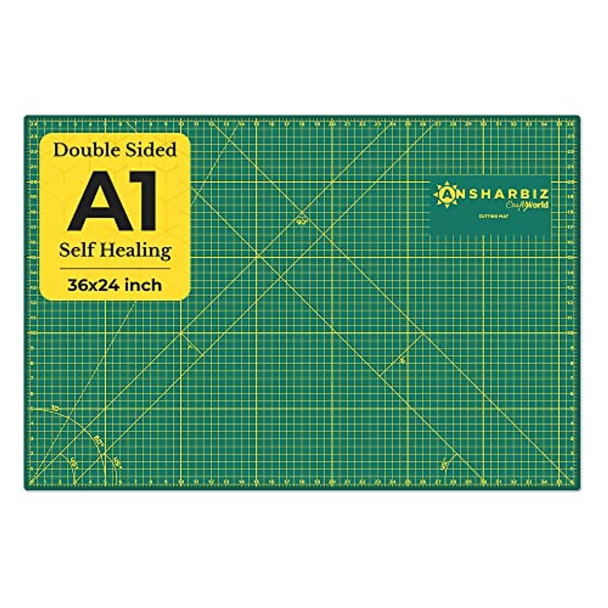 Crafty World 24 x 36 Cutting Mat for Sewing, Self Healing Double Sided Quilting Crafts Mat - Fabric Cutting Mat - Non Slip surface - Rotary Cutting Board