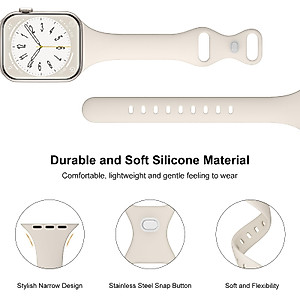 6 Pack Thin Bands Compatible with Apple Watch Band 38mm 40mm 41mm 42mm 44mm 45mm 46mm 49mm Women Men, Sport Silicone Strap Slim Wristband for iWatch Series 10 9 8 SE 7 6 5 4 3 2 1 Ultra