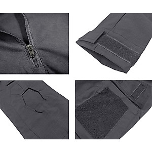 CRYSULLY Men's Spring Military Tactical Breathable Hiking Sport Slim Fit Outdoor Shirt Climbing Shirt Gray